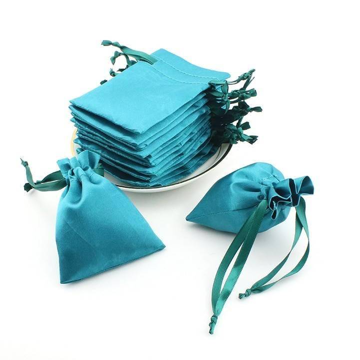 Jewelry Packing Cloth Satin Sky blue drawstring Velvet Pouch Size 8x10cm